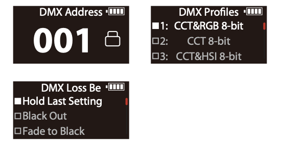 [amaran Pixel Tubes] DMX Profiles & Settings